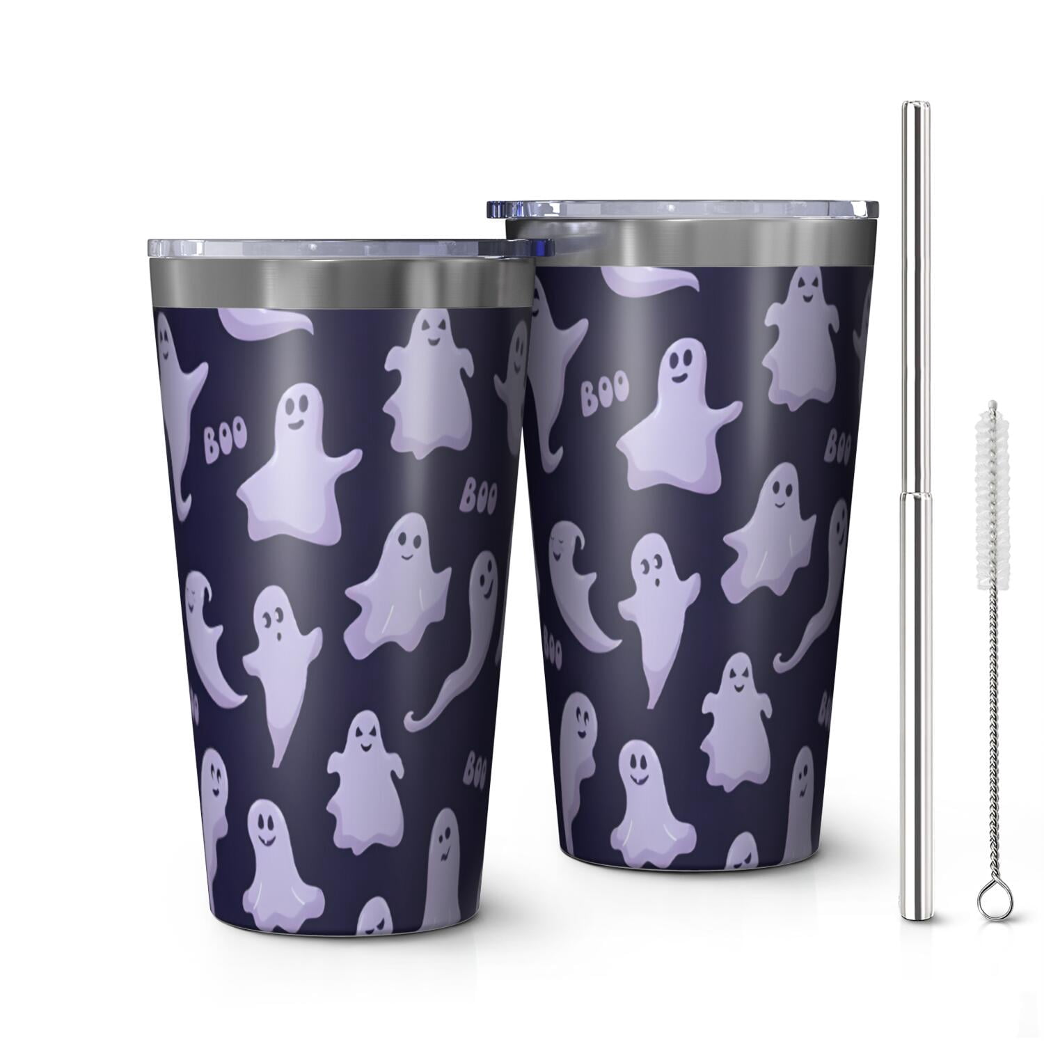 16oz Tumblers Halloween Ghosts Pattern Stainless Steel Vacuum Insulated ...
