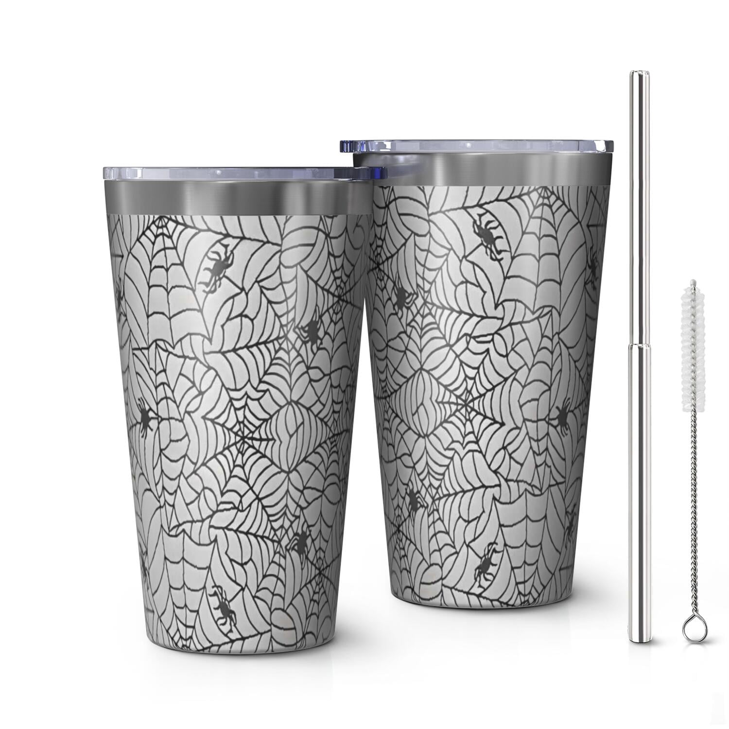 16oz Tumblers Halloween Spider Web and Spiders Stainless Steel Vacuum ...