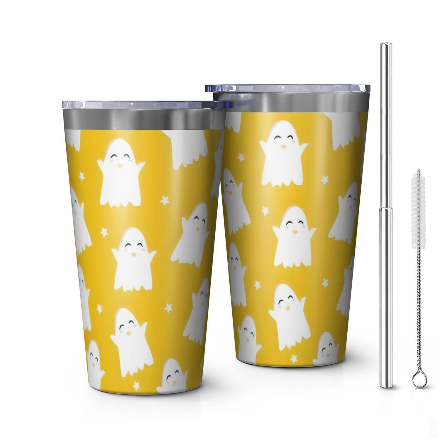 16oz Tumblers Happy Halloween Ghost Pattern Stainless Steel Vacuum ...