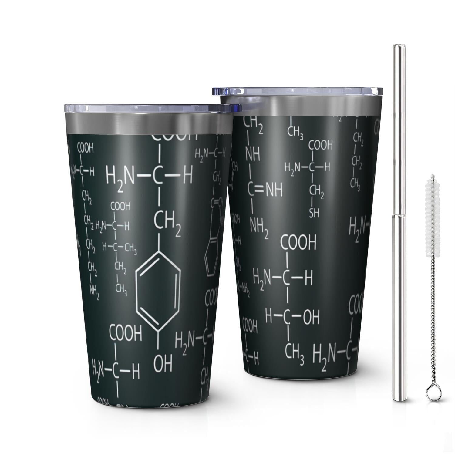 16oz Tumblers Math Equations Atomic Symbols Neon Pattern Stainless ...