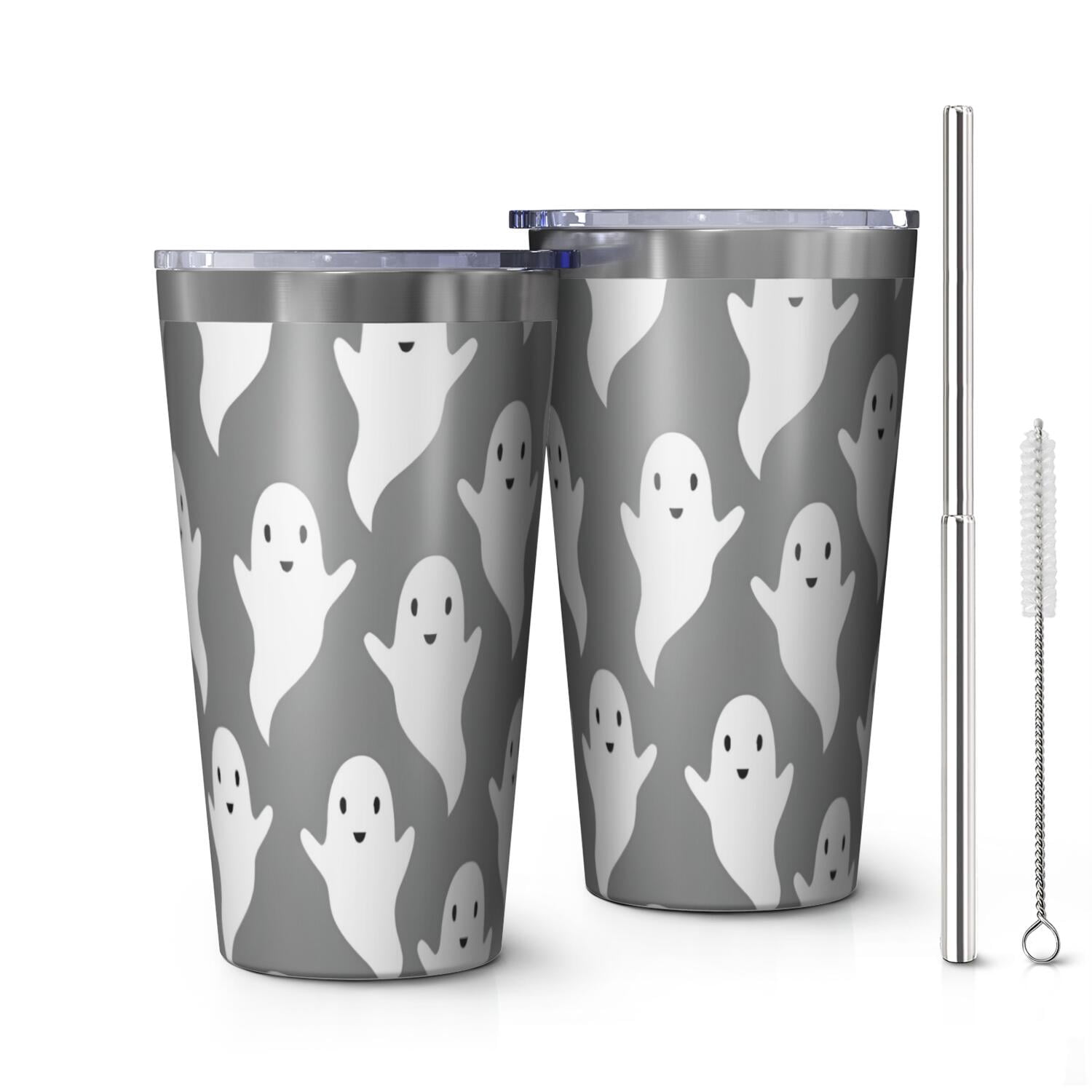 16oz Tumblers Minimalist Halloween Ghosts Pattern Stainless Steel ...