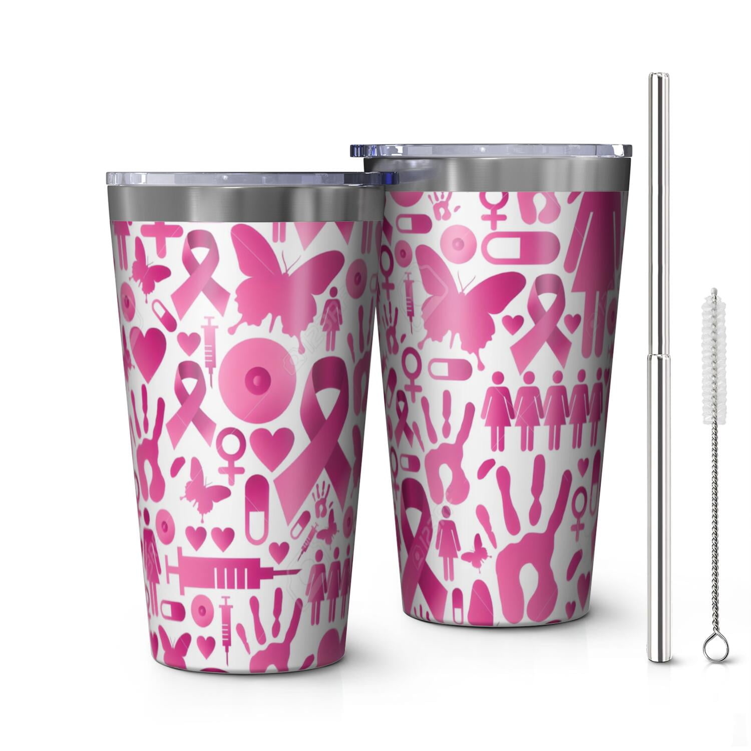16oz Tumblers Pink Breast Cancer Stainless Steel Vacuum Insulated ...