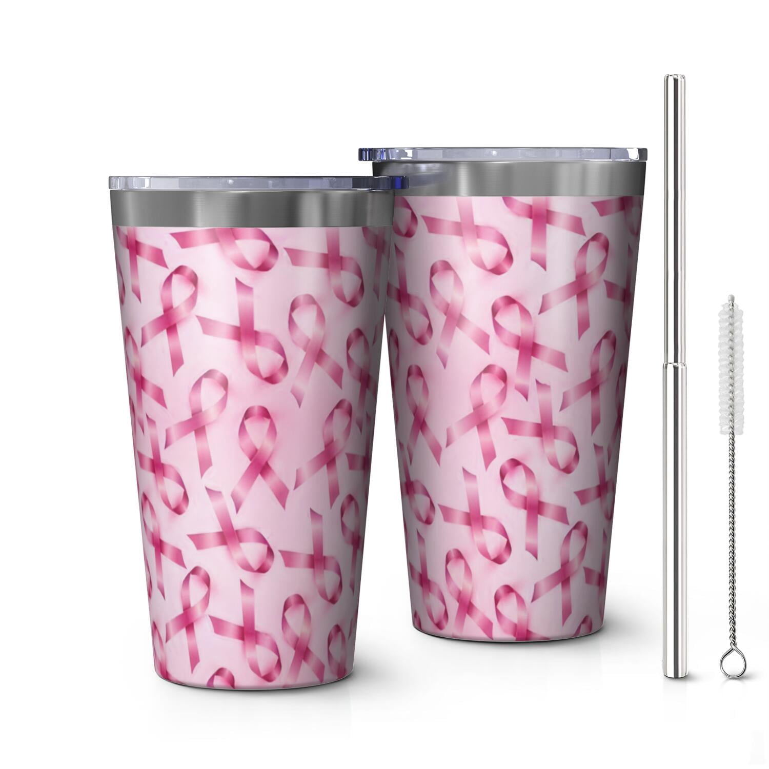16oz Tumblers Pink Breast Cancer Stainless Steel Vacuum Insulated ...