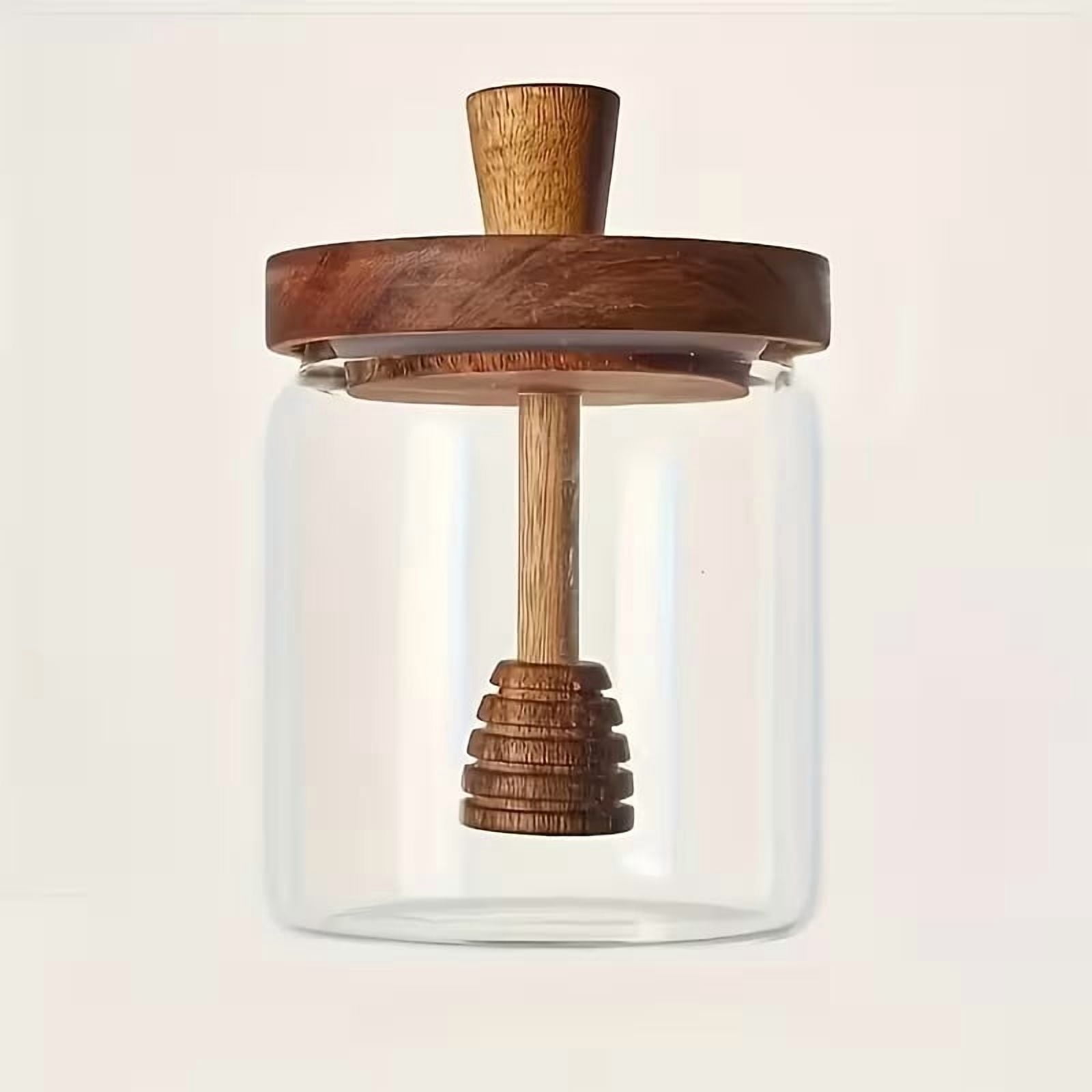 16oz Wide Mouth Glass Honey Jar with Drip-Free Syrup Dispenser for ...