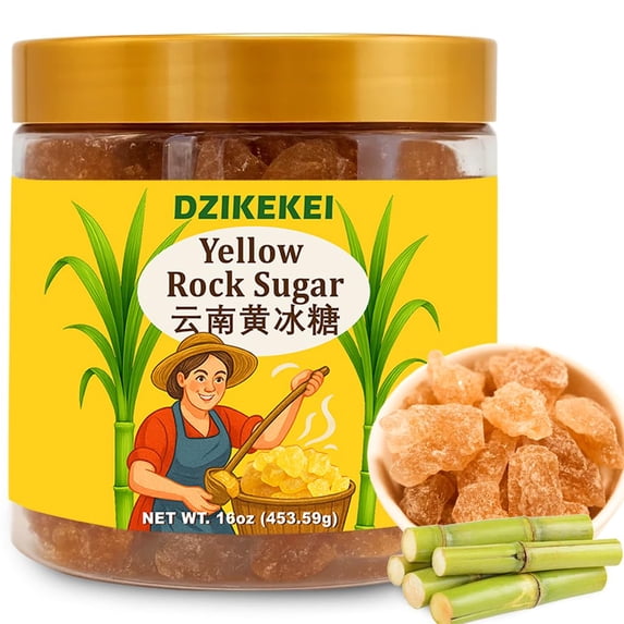 16oz Yellow Rock Sugar GGA1 Crystals - 100% Natural Made from Cane ...