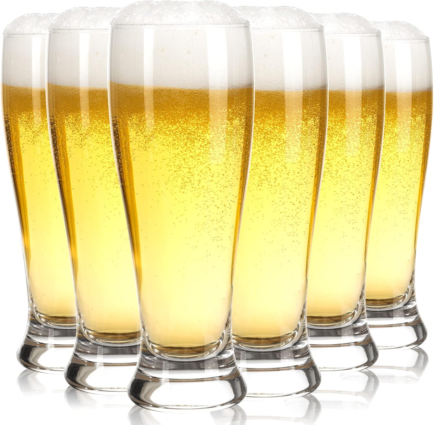 16oz Beer Glasses Set of 6, Pint and Pilsner Glasses, Classic Beer ...