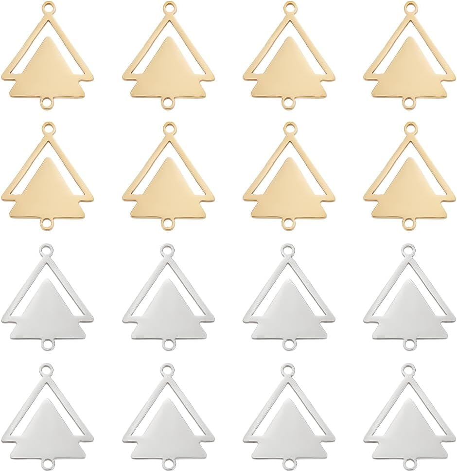 16pc 2-Color Triangle Pendants 201 Stainless Steel Connector Charms 1 ...