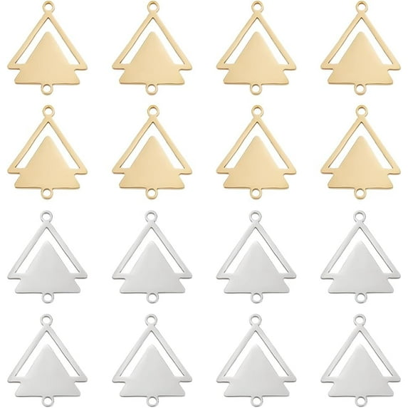 16pc 2-Color Triangle Pendants 201 Stainless Steel Connector Charms 1 ...