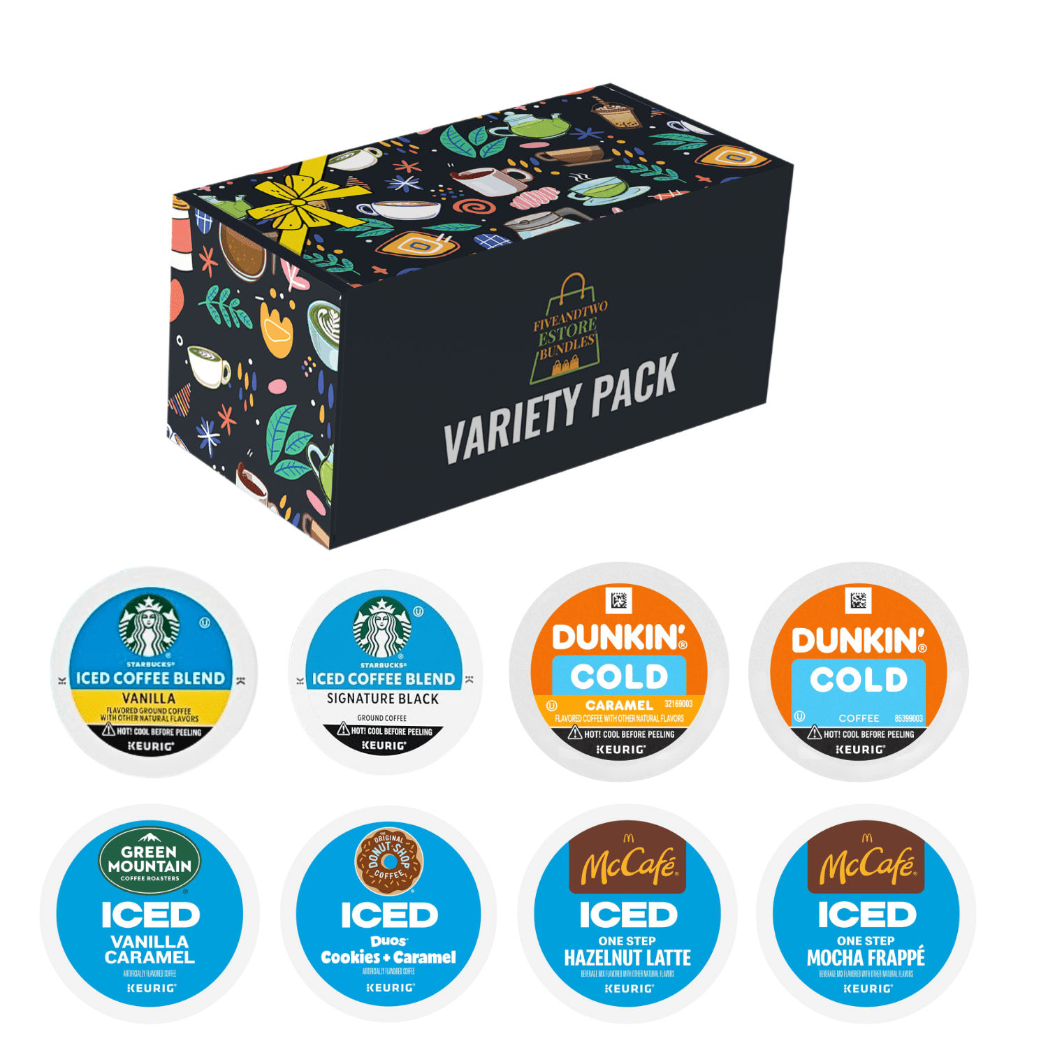 16pc-8 Flavor Cold Iced Coffee K Pods Variety Pack –Dunkin, Starbucks ...