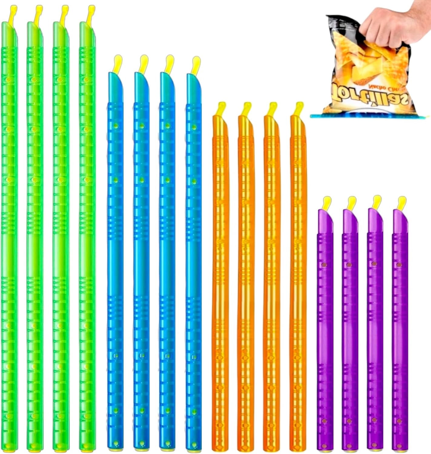 16pc - Magic Bag Sealer Sticks, Reusable Plastic Food Storage Clips in ...