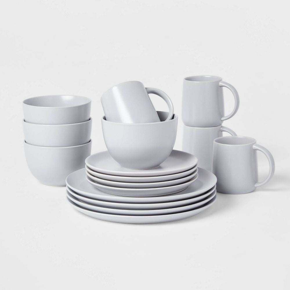 16pc Stoneware Acton Dinnerware Set Gray - Threshold - Walmart.com