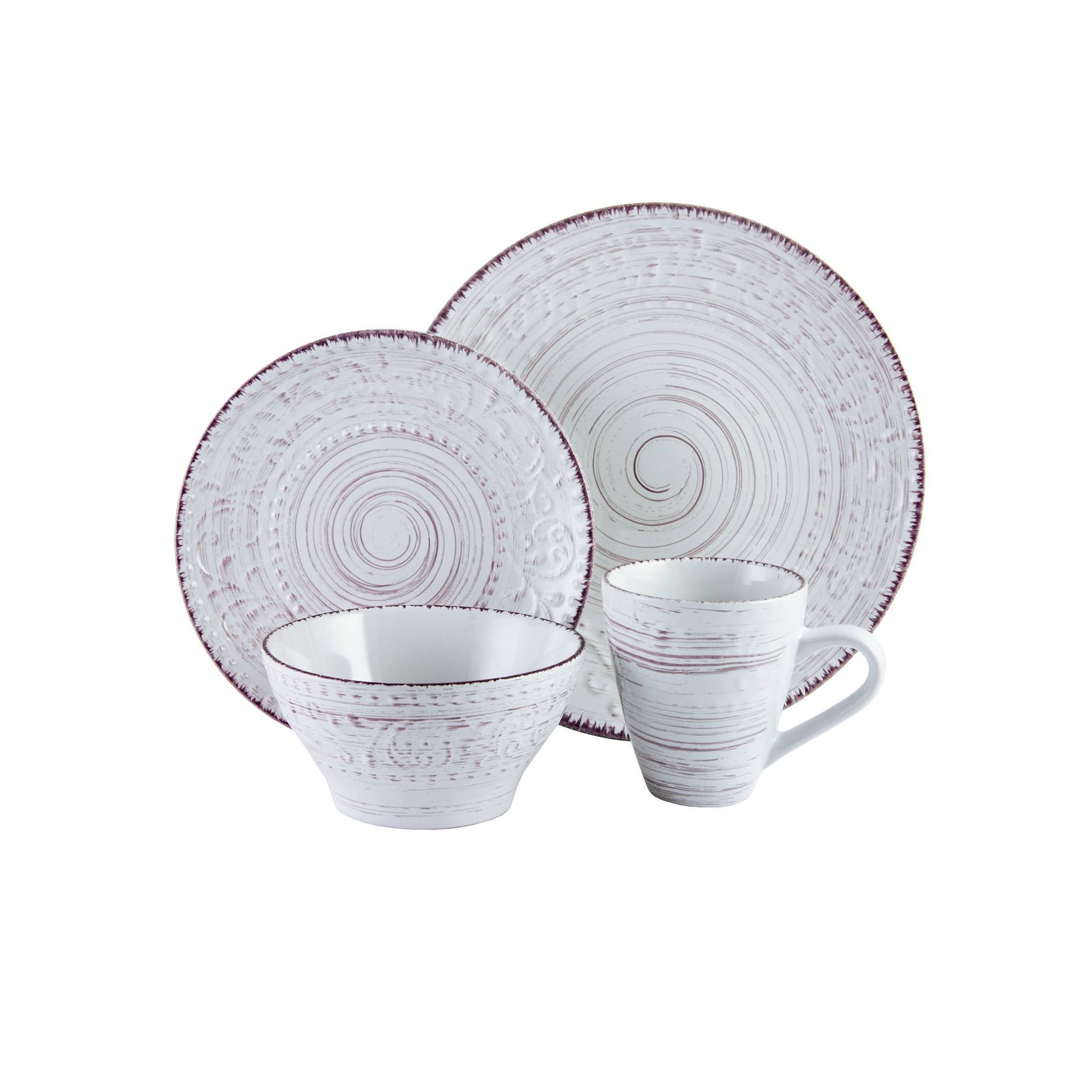 16pc Stoneware Tropical Breeze Dinnerware Set White: Floral Pattern ...