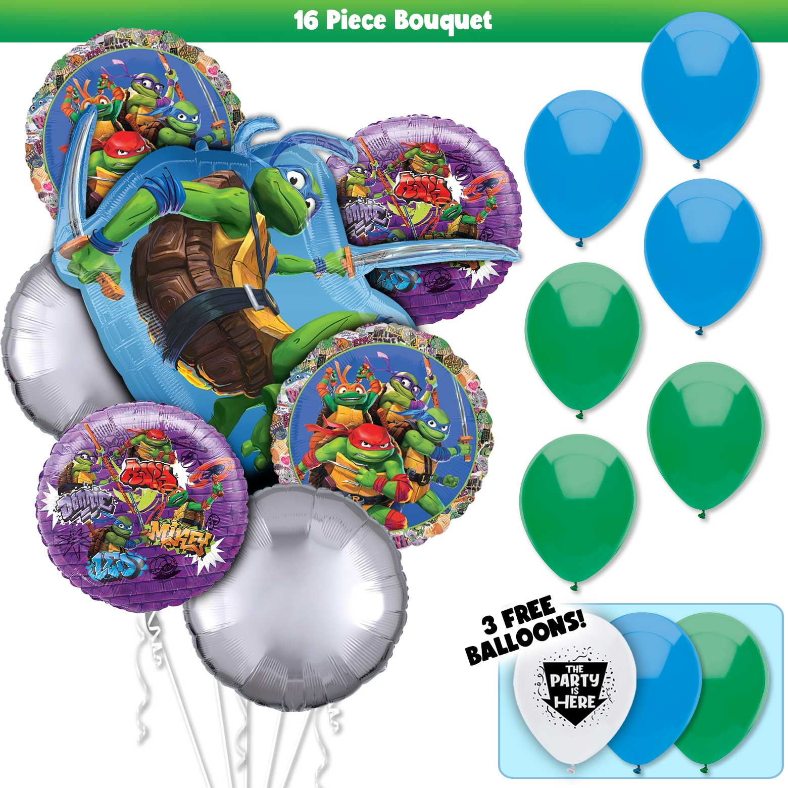 16pc Teenage Mutant Ninja Turtles Balloon Kit - TMNT Birthday Party ...