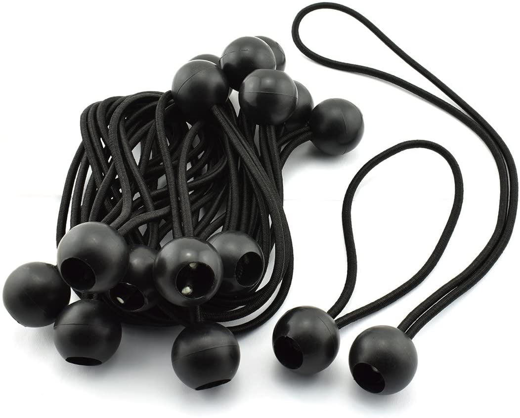 16pcs 12" 6" Ball Bungee Cords Black Elastic String Canopy Tarp Tie ...