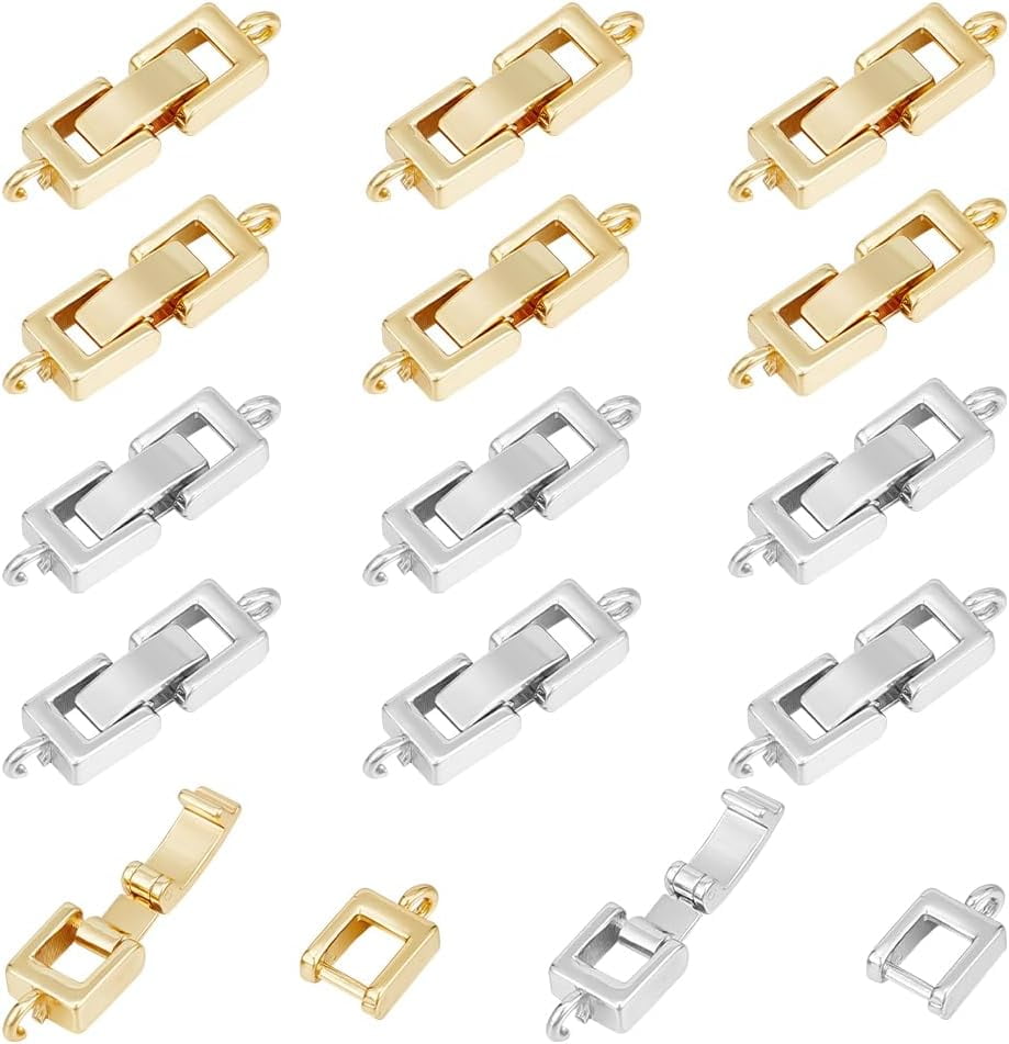 16pcs 2 Colors Metal Fold Over Clasps Bracelet Extender Clasp Jewelry ...
