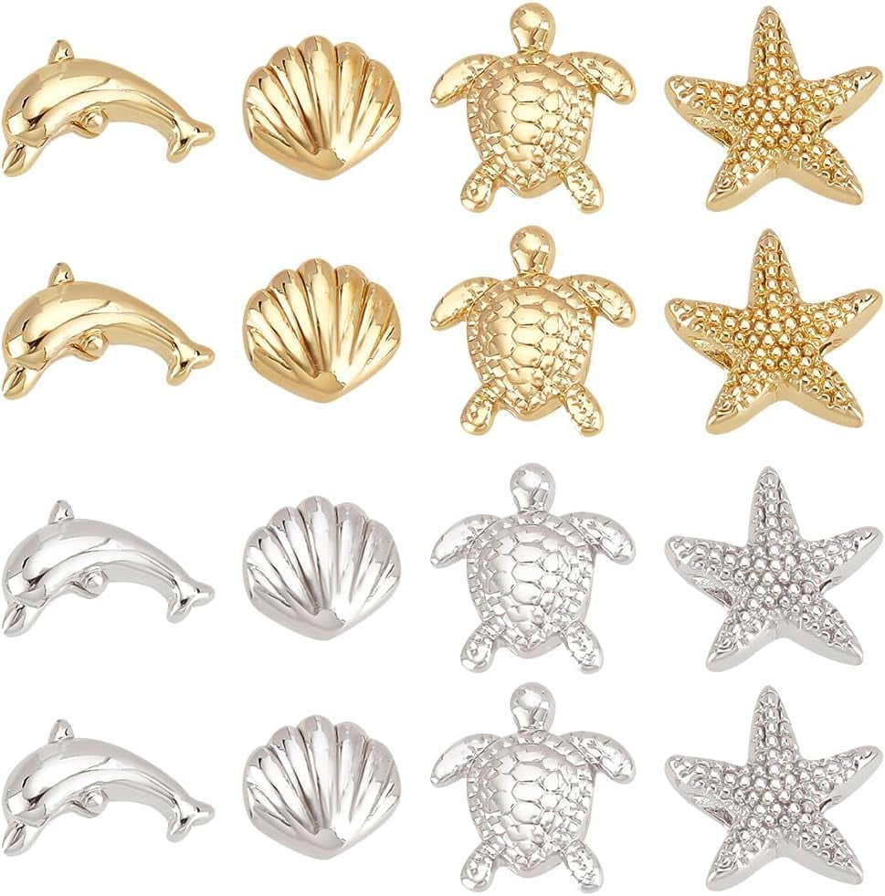 16pcs 4 Styles Marine Theme Beads Sea Animals Beads Shell Starfish ...