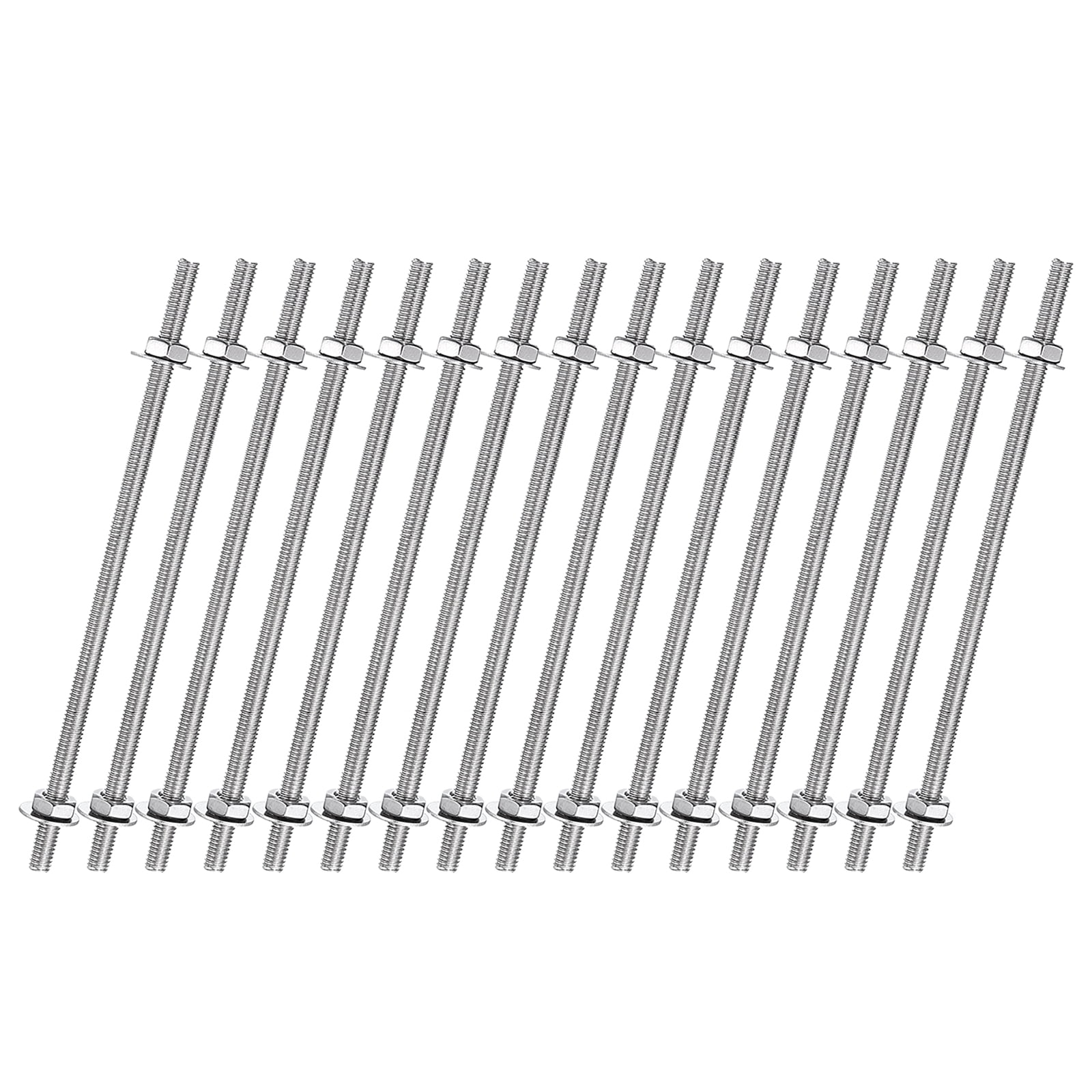 16pcs 8/32 Inch Threaded Rods with Hex Nuts and Washers 4 Inch Rod ...