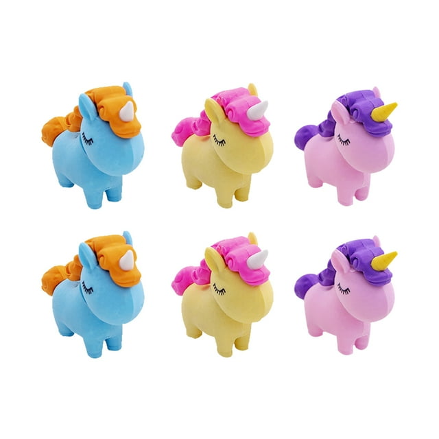 16pcs Adorable Cartoon Unicorn Erasers Students Stationery Kids Cartoon ...