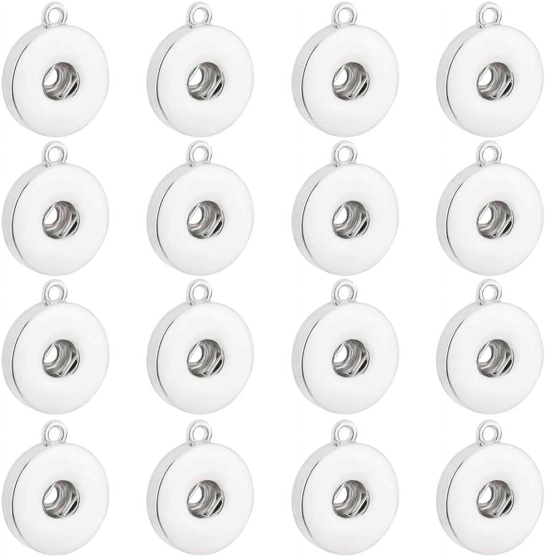 16pcs Alloy Hang Snap Base Pendant 19mm Platinum Alloy Button Pendant ...