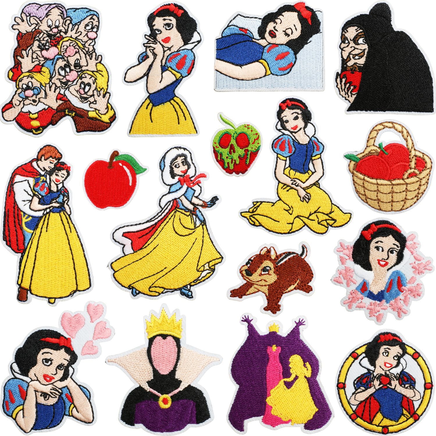 16pcs Anime Cartoon Princess Patches Embroidered Iron On Patches, Crest ...