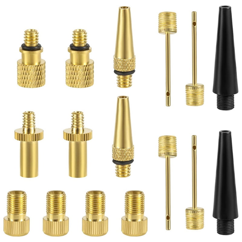 16pcs Bicycle Valve Adapter Set, Brass Tire Ball-Pump Needle /AV AV/EV ...