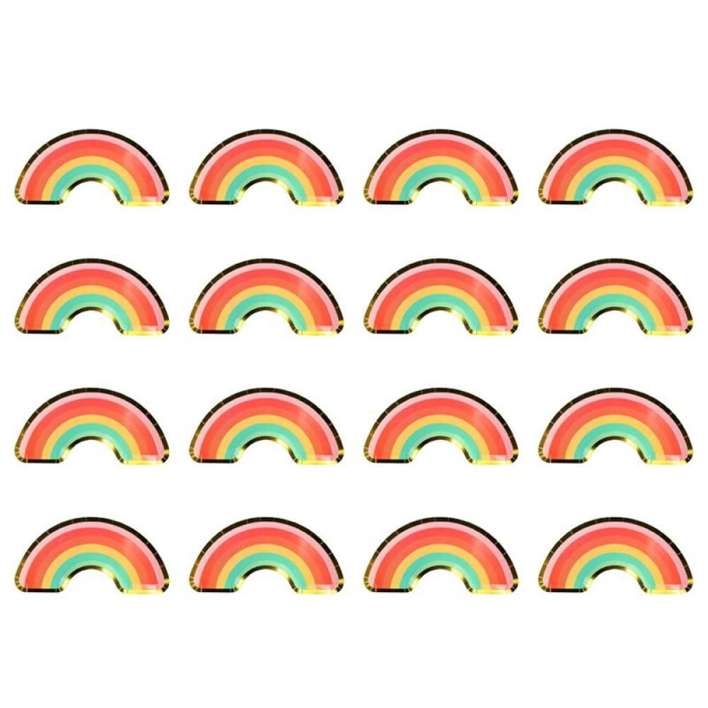 16pcs Birthday Party Supplies Rainbow Design Paper Plates Disposable ...