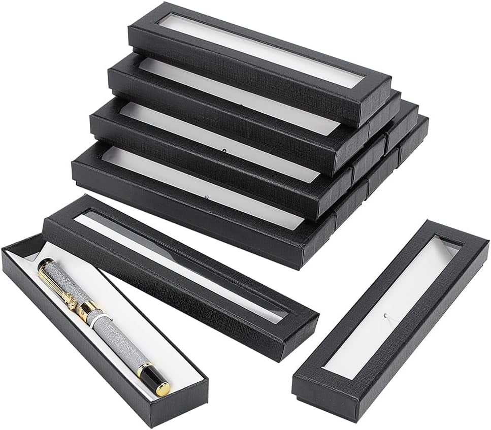 16pcs Black Ballpoint Pen Gift Box with Clear Lid 6.9x1.7x0.86inch ...