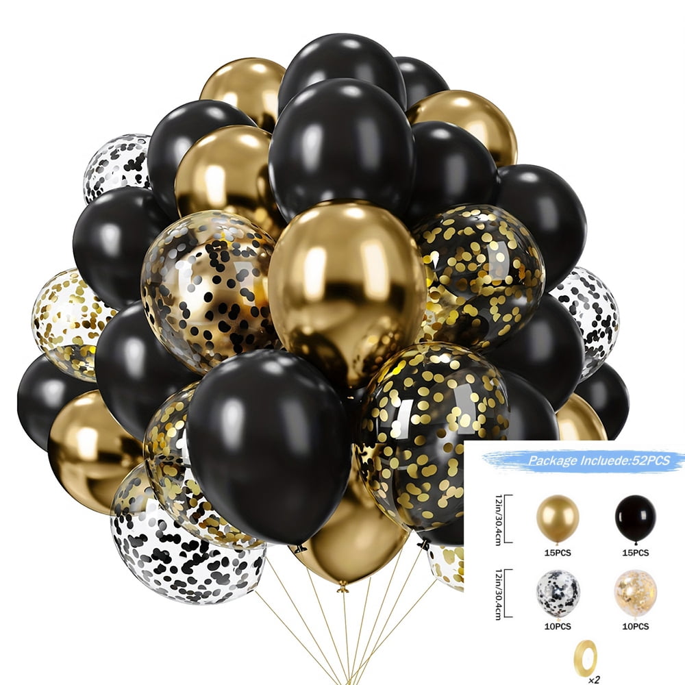 16pcs Black Metallic Sequin Balloons for Birthday Wedding Graduation ...