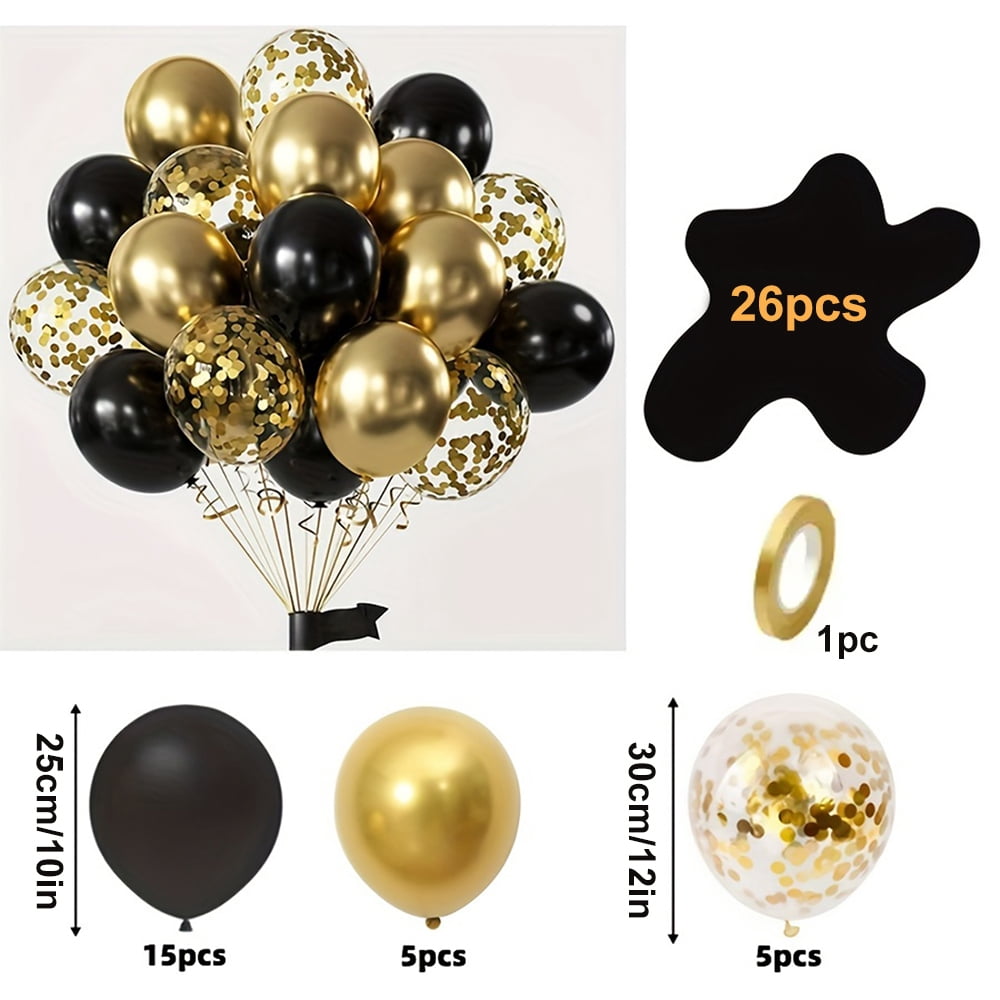 16pcs Black Metallic Sequin Balloons for Birthday Wedding Graduation ...