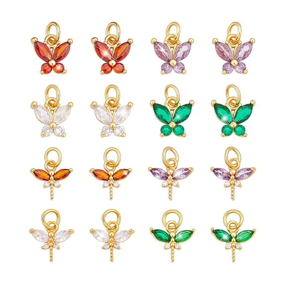 16pcs Cubic Zirconia Butterfly Charm 18k Gold Plated Butterfly Jewelry ...