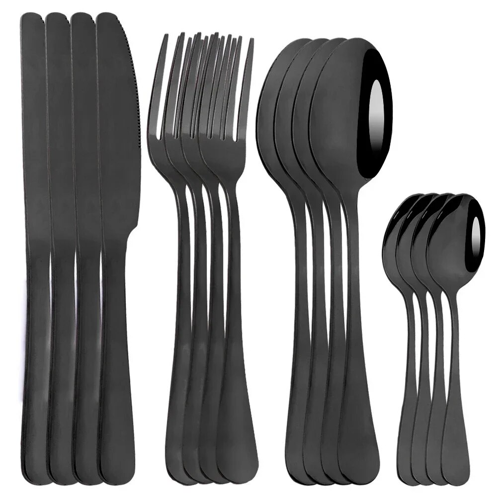 16pcs Cutlery Set Stainless Steel Dinnerware Steak Knife Fork Spoon ...