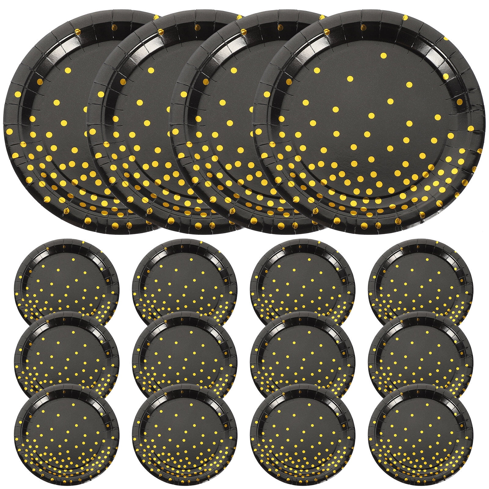 16pcs Disposable Paper Plates Solid Black Cake Plate Decorative ...