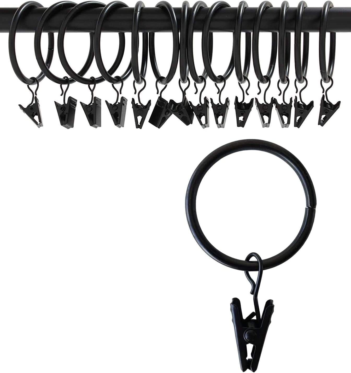 OOTSR 16pcs 2 inch Drapery Curtain Clips with Rings for Living Room ...