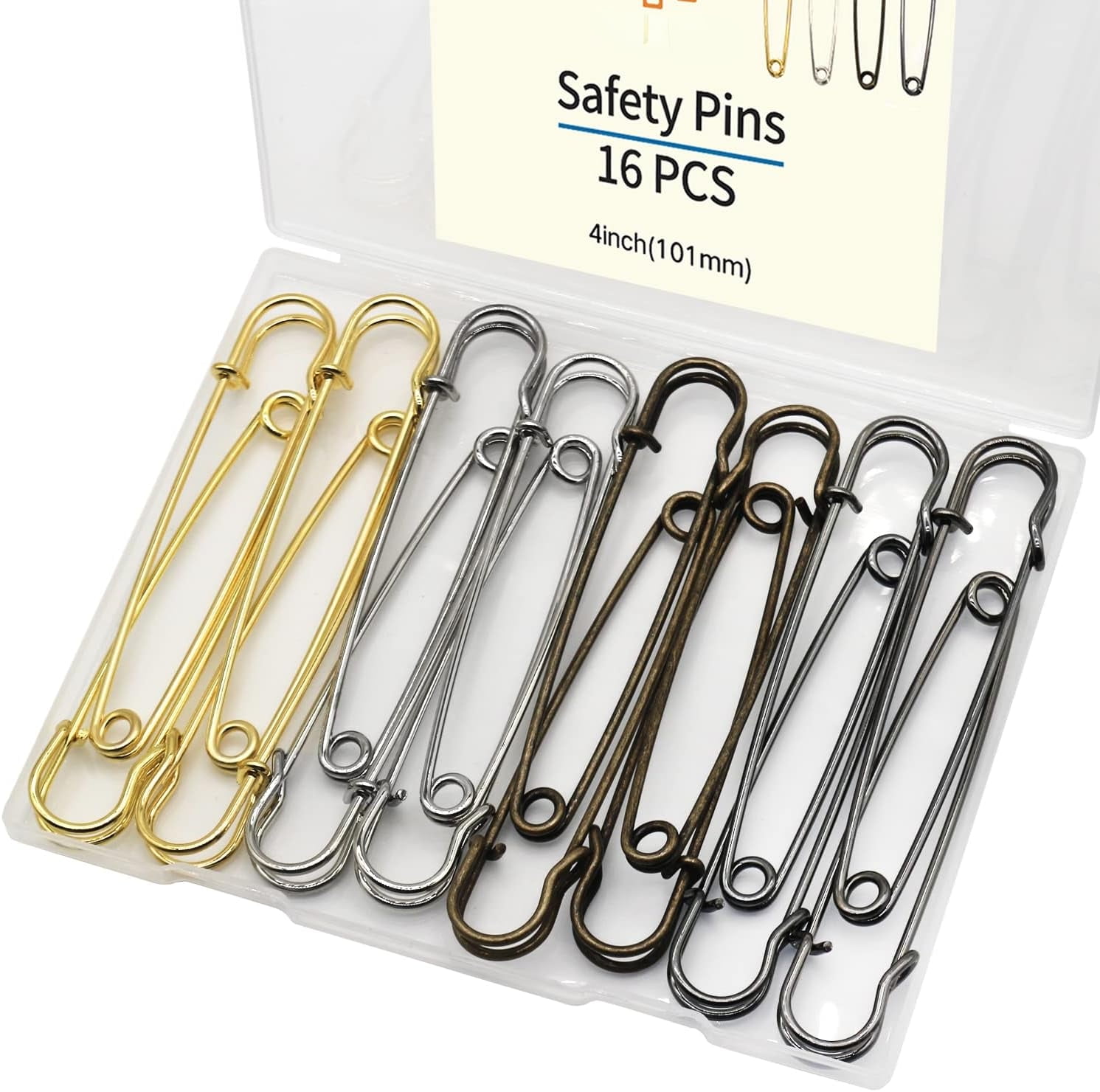 16pcs Extra-Large 4inch Safety Pins for Crafting, Heavy Duty Blanket ...
