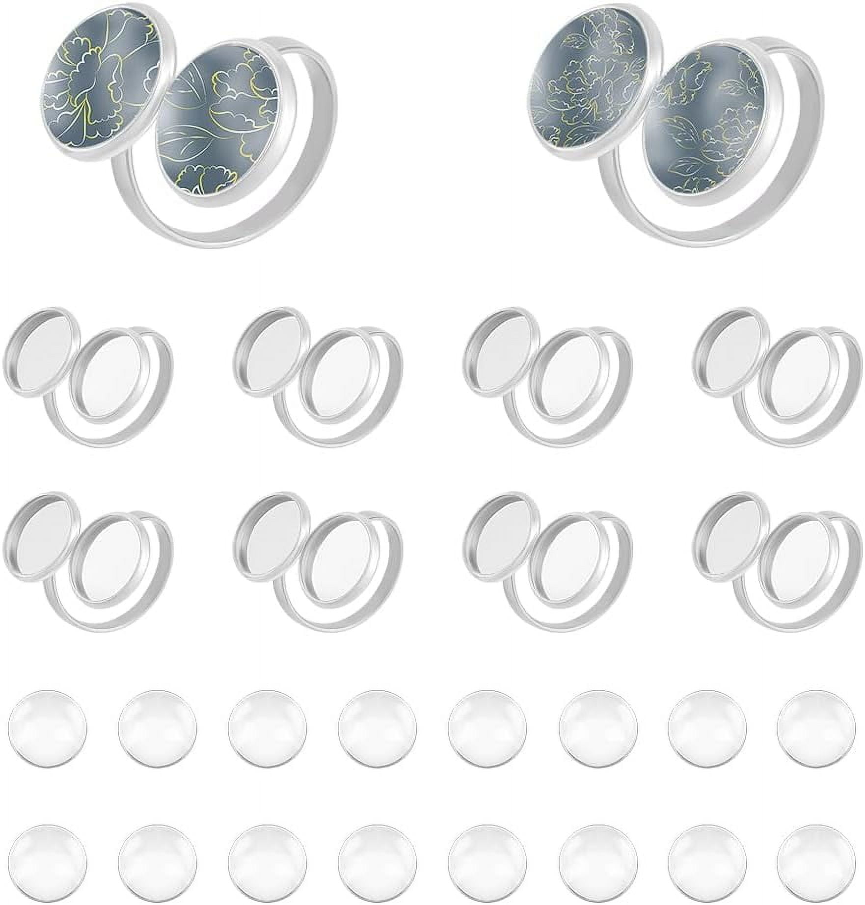 16pcs Finger Ring Blank Base 17mm Adjustable Open Cuff Rings Findings ...