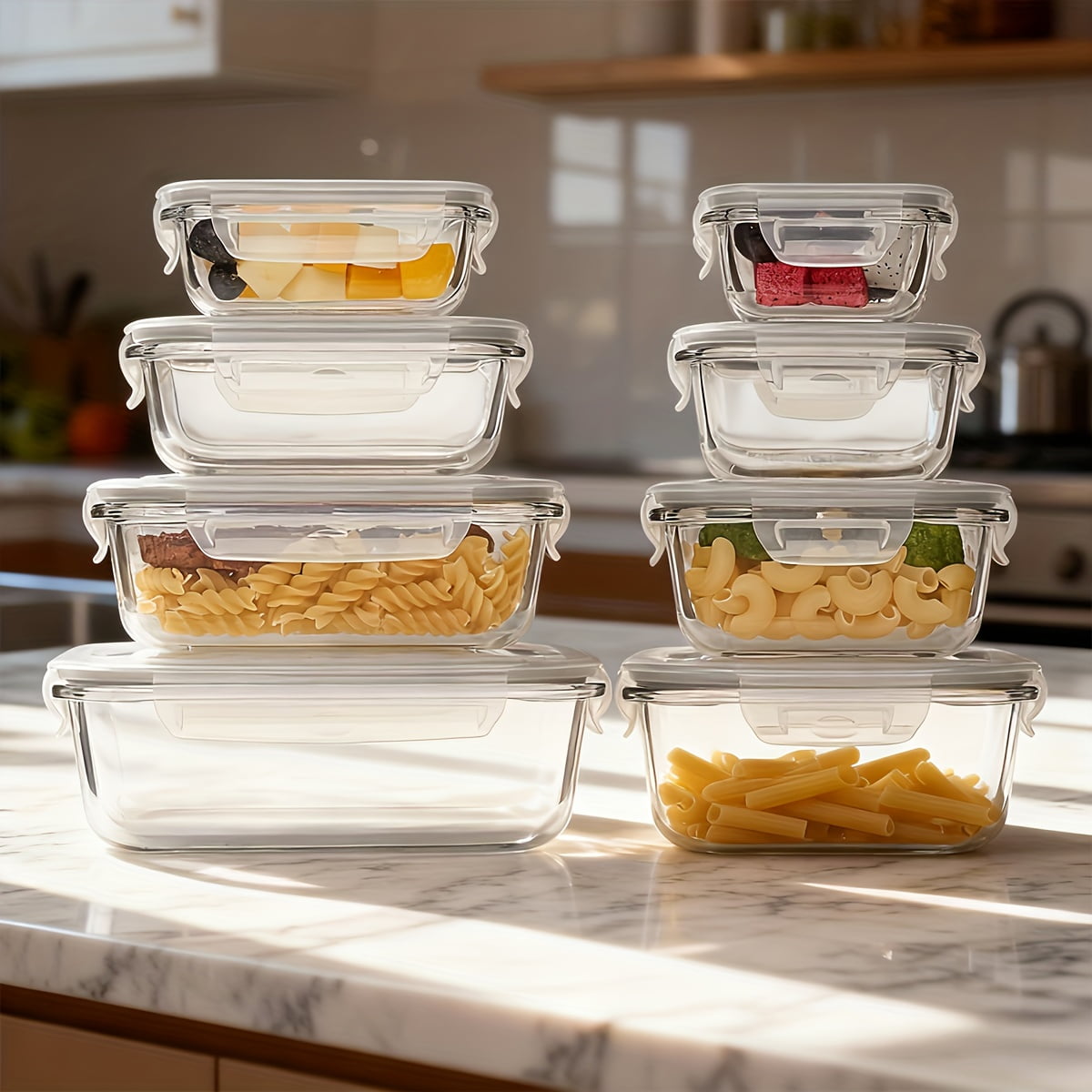 16pcs Glass Food Storage Containers (8 Bowls+8 Lids), BPA-Free Airtight ...