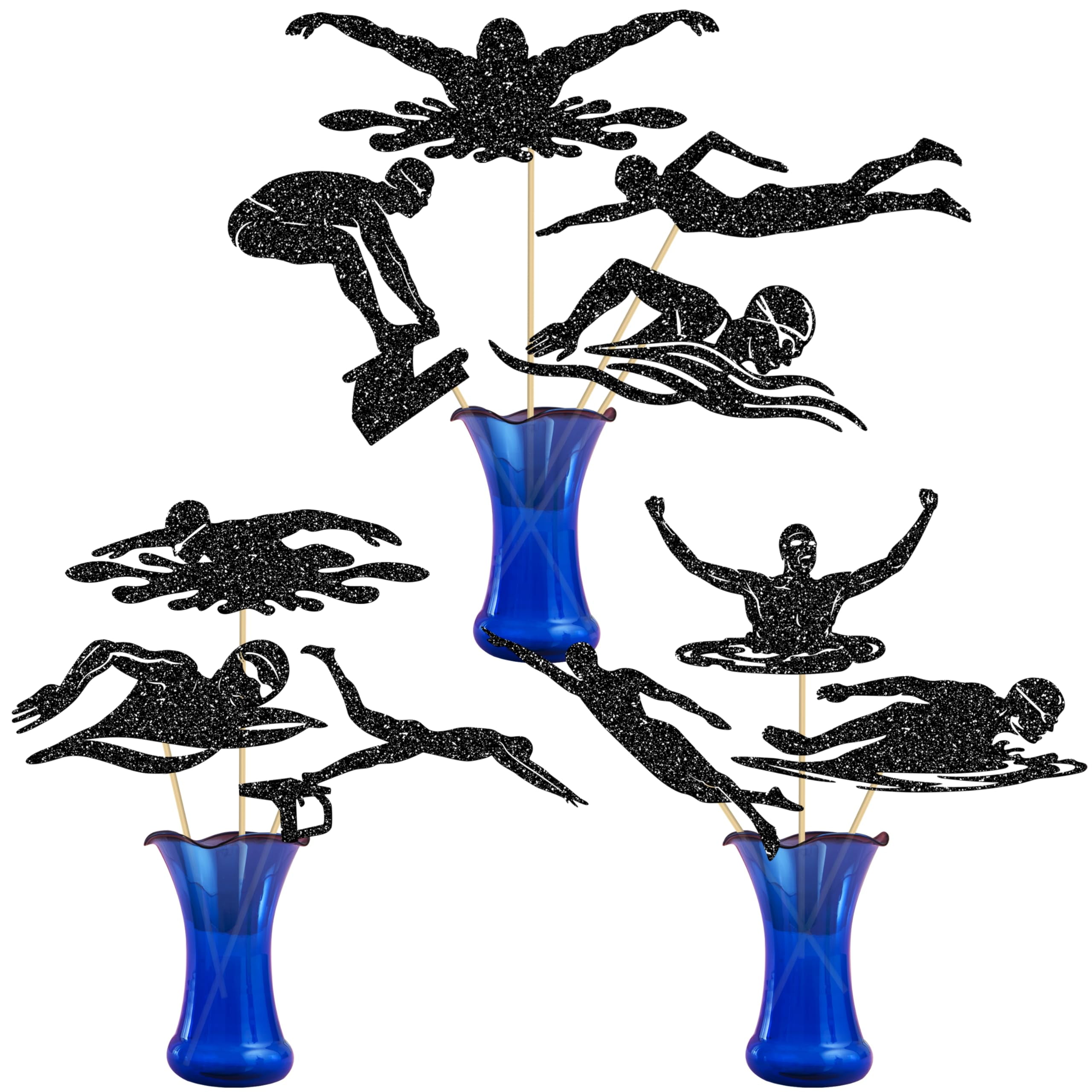 16pcs Glitter Swimming CORNET Party Centerpiece Sticks Swimmer Swimming ...
