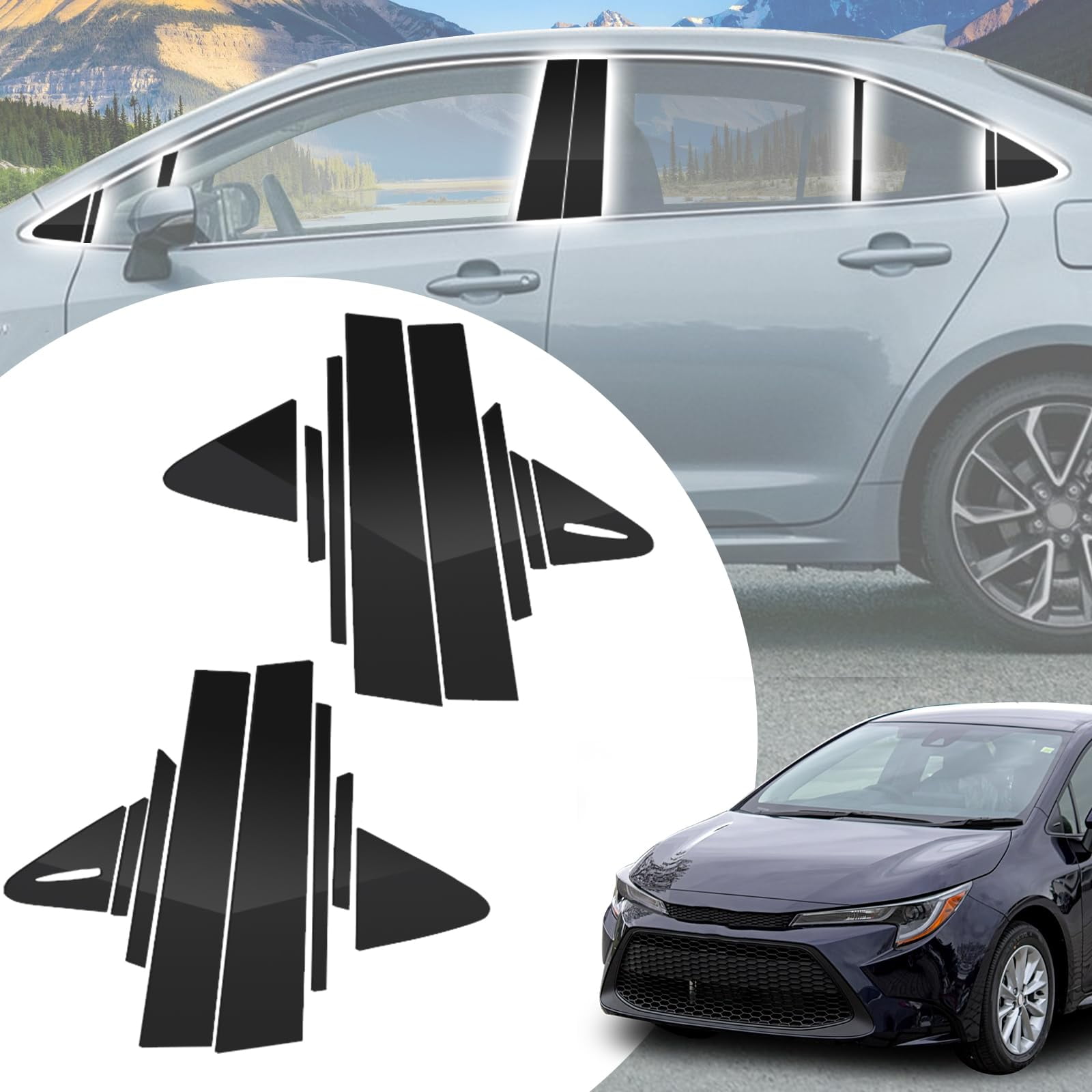 16pcs Glossy Black Exterior DHF10 Door Window Pillar Posts Molding ...