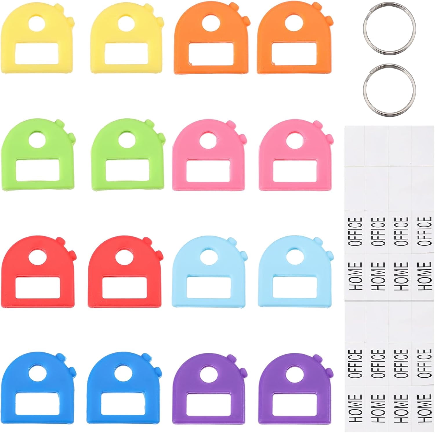 16pcs Half Round Key Caps Covers with 24pcs Tags Colorful Key ...