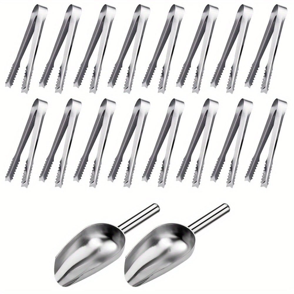 16pcs Ice Tongs Ice Buckets Sugar Cubes Stainless Steel Ice Tongs Ice ...