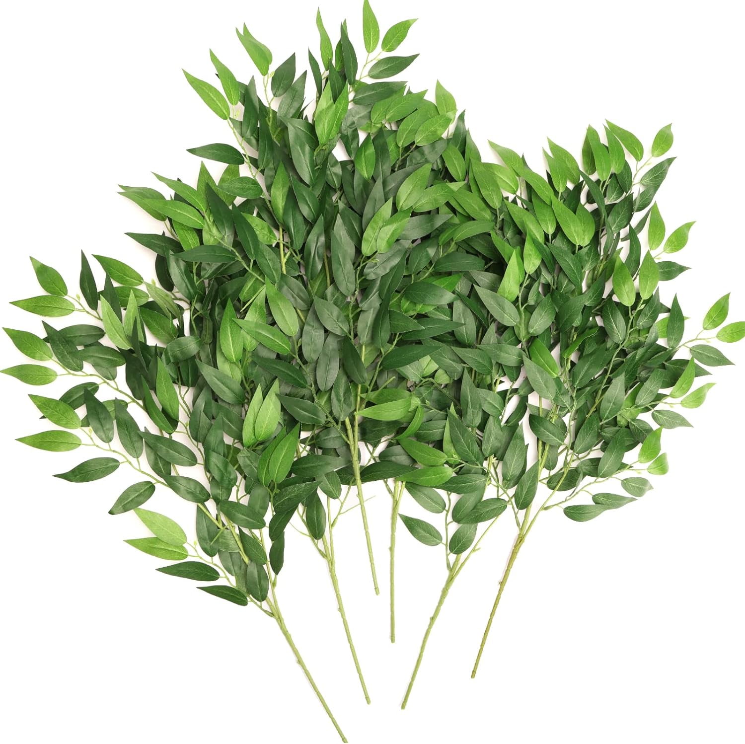 16pcs Italian Ruscus Greenery Stems, 27.6in Artificial Green Leaf ...