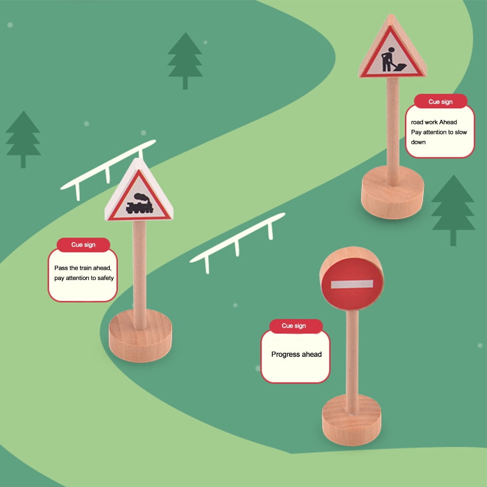 16pcs Kids Wooden Road Signs Toys Kids Street Signs Police Figure Set ...