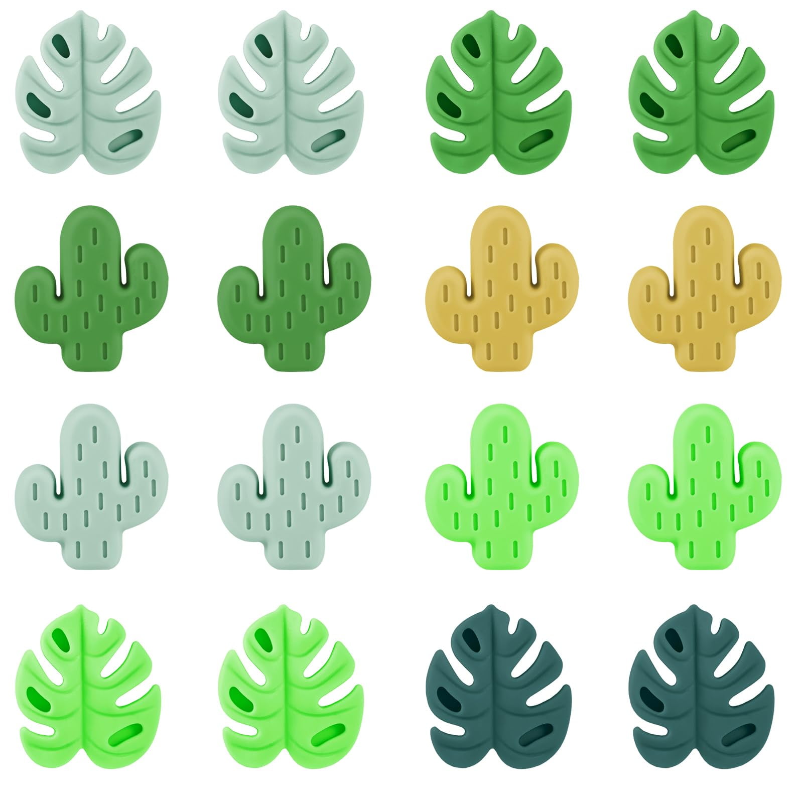 16pcs Knitting Needle Stoppers, Cute Cactus & Monstera Leaf Style ...