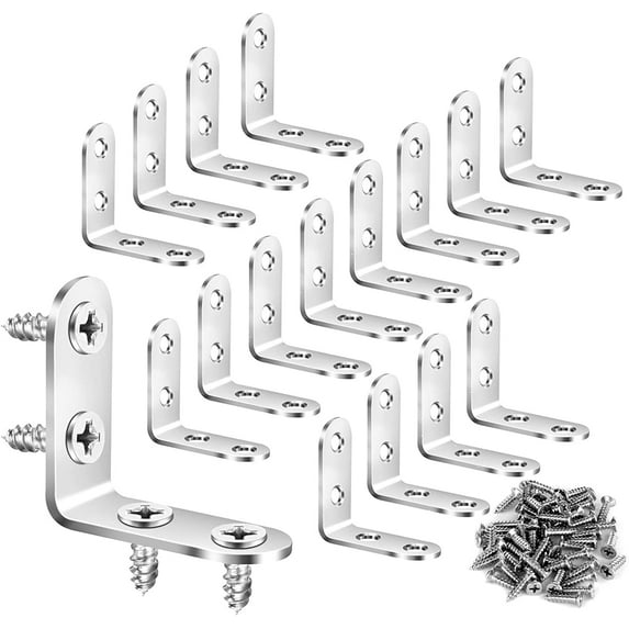 16pcs L Brackets 90 Degree Shelf Bracket Right Angle Corner Braces ...