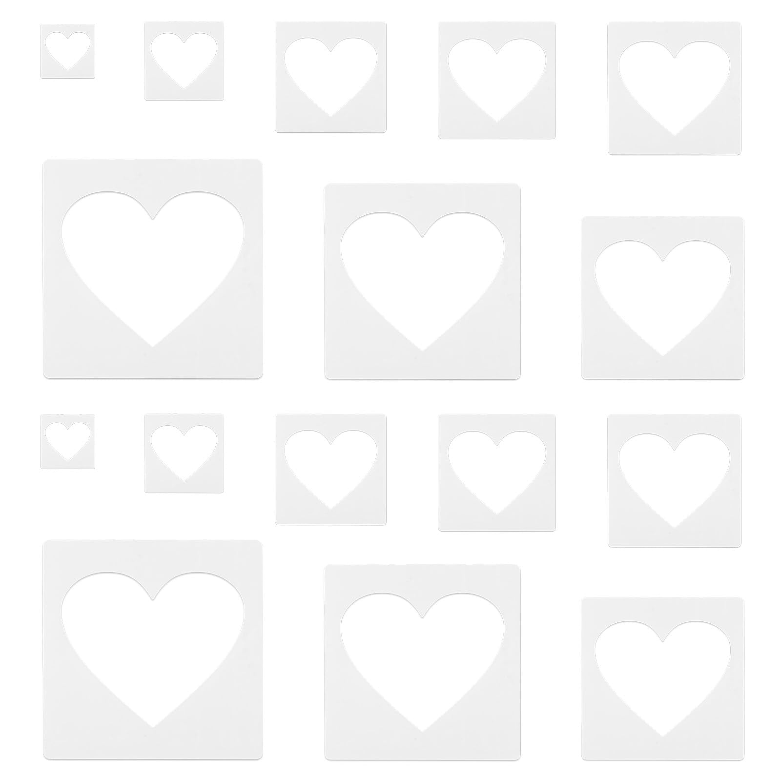 16pcs Large Heart Stencils, Different Sizes Heart Template for Painting ...