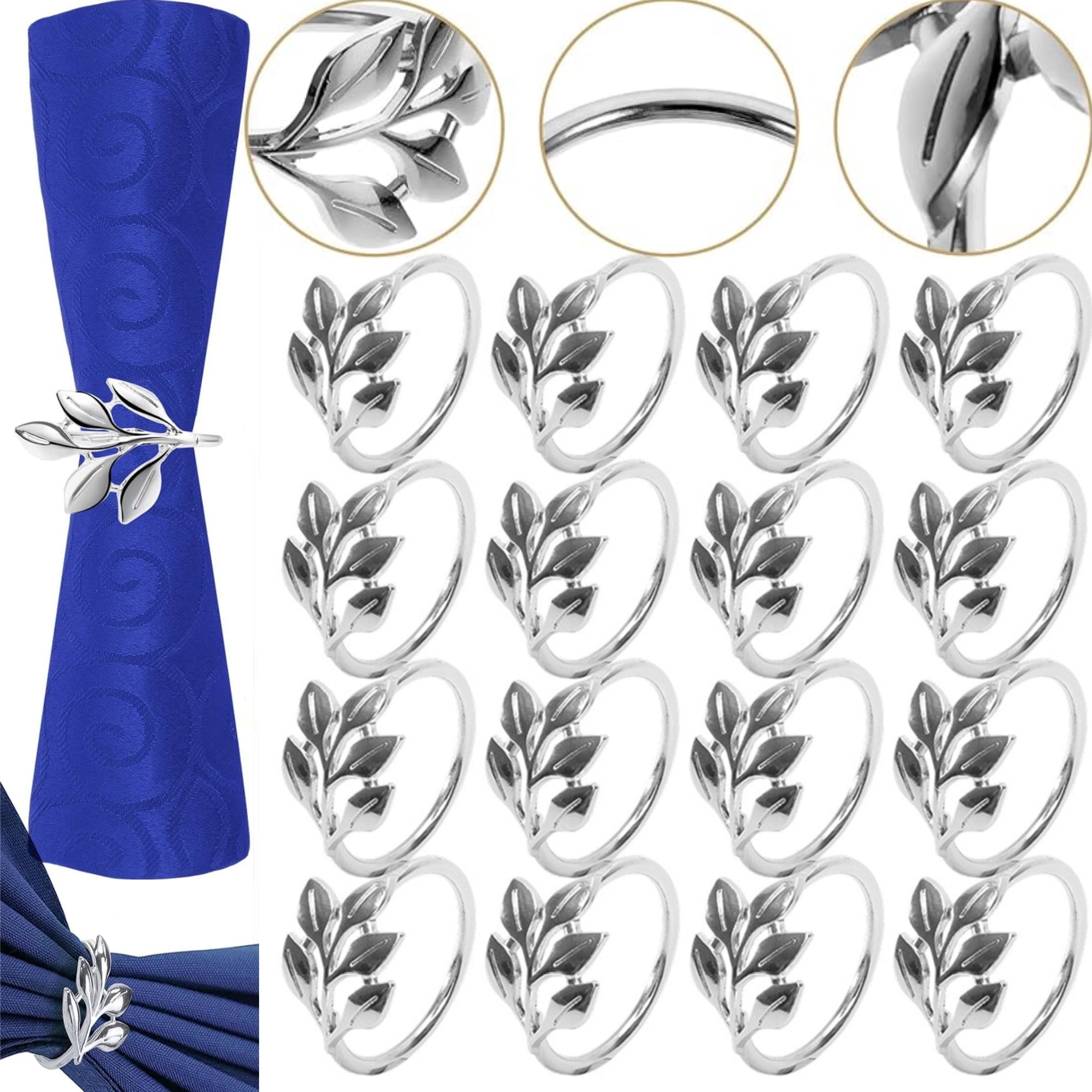 16pcs Leaf Napkin Rings Set Silver Metal Holders Table Adornment for ...