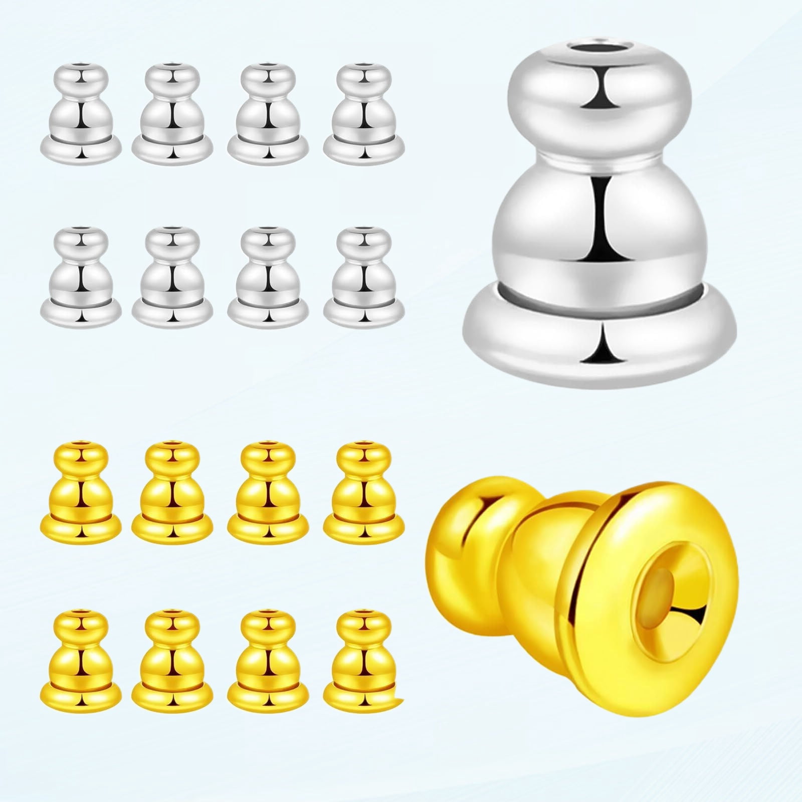 16pcs Locking Earring Backs for Studs, Hypoallergenic 18K Gold Bullet ...
