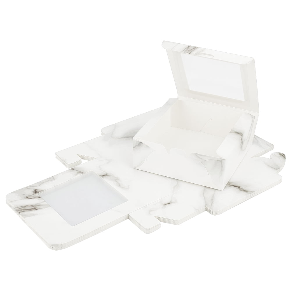 16pcs Marble Pattern Paper Cardboard Jewelry Boxes with PVC Window ...