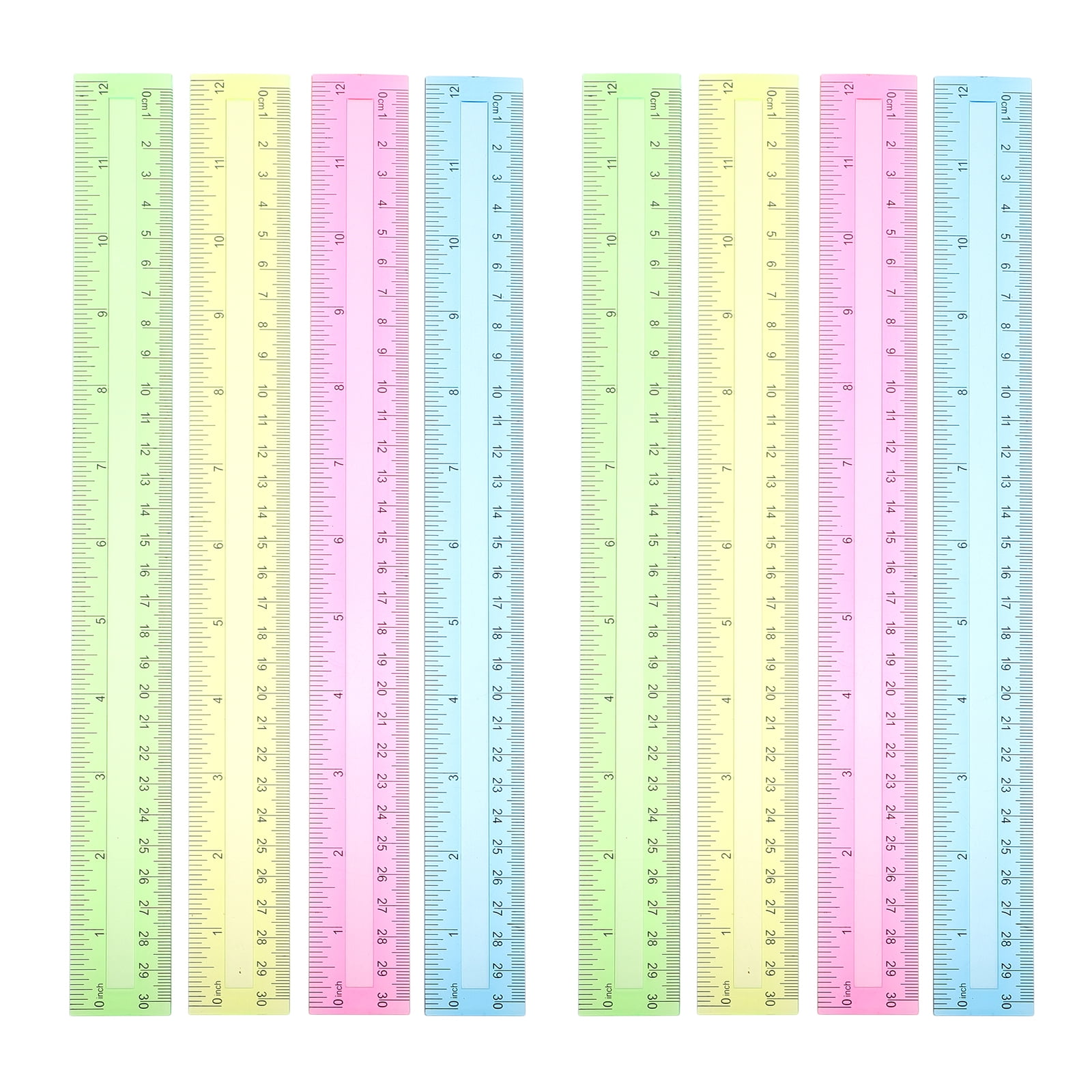 16pcs Measuring Rulers Drawing Rulers 12 Inch Plastic Straight Rulers ...