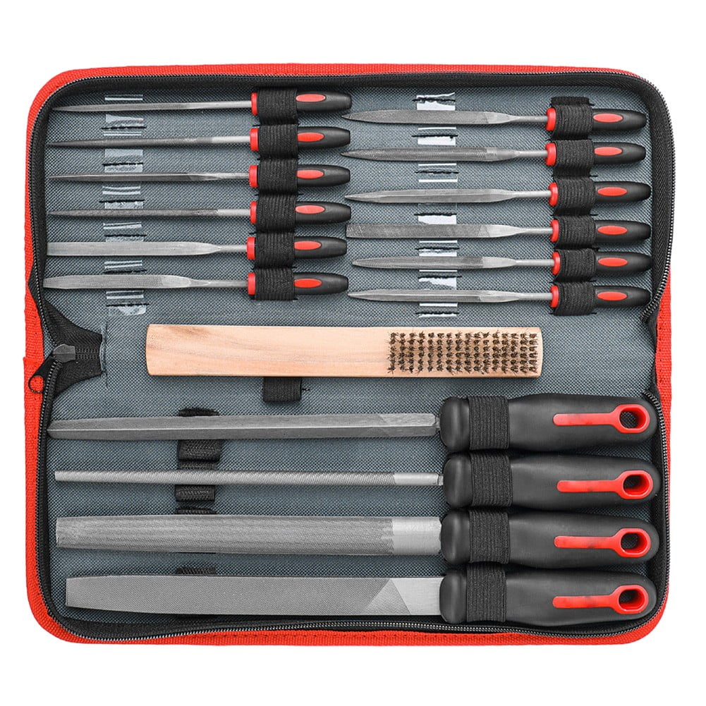 16pcs Metal Hand File Set Double Pattern Large Small Files With Brush ...